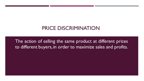 Price discrimination for A level Economics | Teaching Resources