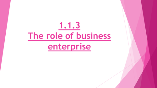Role of Business Enterprise 1.1.3 GCSE Business | Teaching Resources
