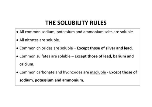 Solubility rules game (Predicting products and generating chemical ...