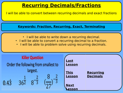 Recurring Decimals Lesson | Teaching Resources