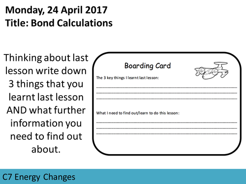 AQA GCSE C7 Energy Changes Sequence of Lessons for Chemistry ...