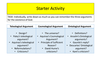 Arguments For The Existence Of God Revision Lesson | Teaching Resources