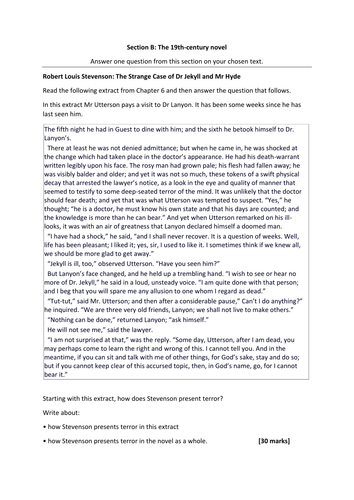 Dr Jekyll and Mr Hyde Exam Practice | Teaching Resources