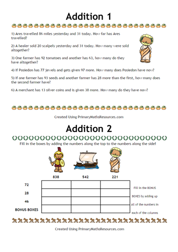 Ancient Greek Themed Maths Worksheets for Year 4 Classes | Teaching ...