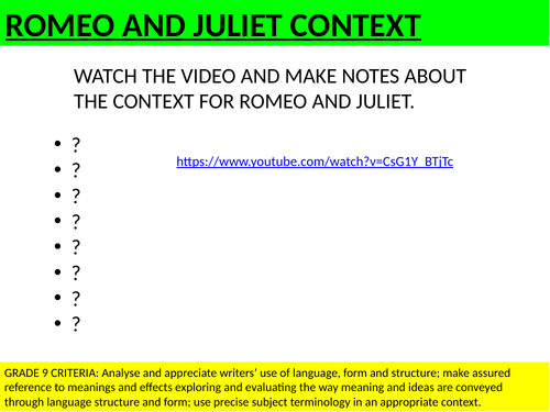 Elizabethan context (A03) for Romeo and Juliet. Handy A3 sheet with ...