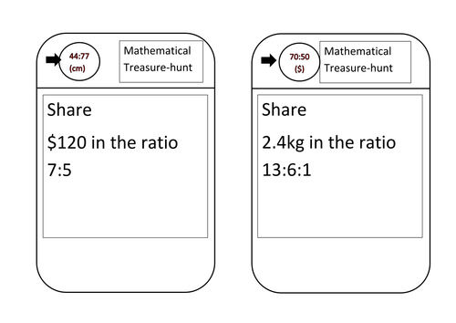 Dividing in a ratio treasure hunt | Teaching Resources