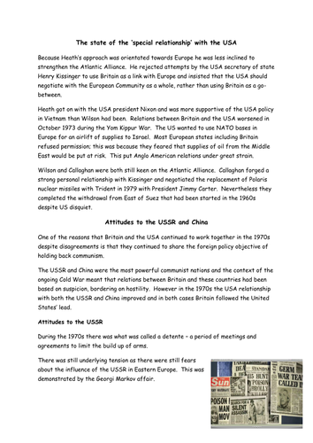 AQA A Level Britain 1950-2007: Foreign policy 1970s: USA and Communism ...