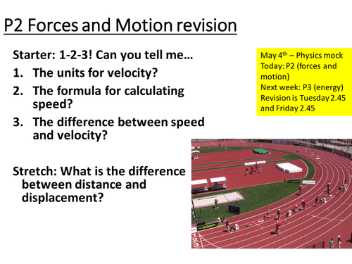 P2 Forces and motion revision (Edexcel 9-1 GCSE) | Teaching Resources
