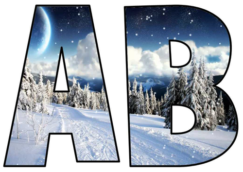 WINTER THEMED DISPLAY LETTERING- LETTERS, NUMBERS, PUNCTUATION- SEASONS ...