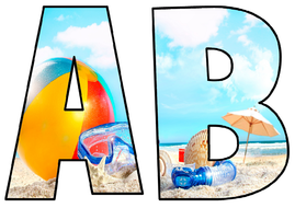 SUMMER THEMED DISPLAY LETTERING- LETTERS, NUMBERS, PUNCTUATION- WEATHER ...