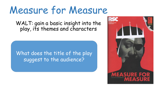 Measure for Measure : Shakespeare : Act 1, Scenes 1-4 | Teaching Resources