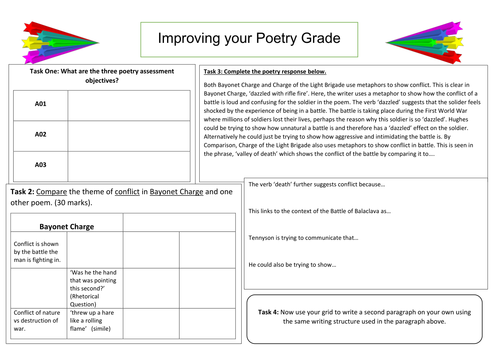 Comparing Poems AQA Power and Conflict Worksheet | Teaching Resources