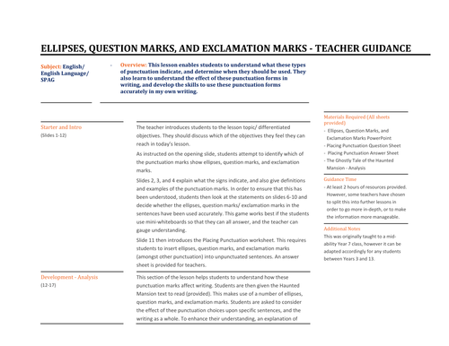 Ellipses, Question Marks, and Exclamation Marks! | Teaching Resources