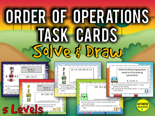 Order of Operations Solve & Draw Task Cards | Teaching Resources