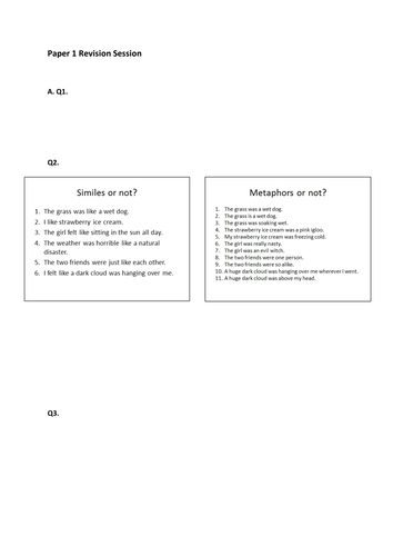 Language Paper 1 - Revision Session | Teaching Resources