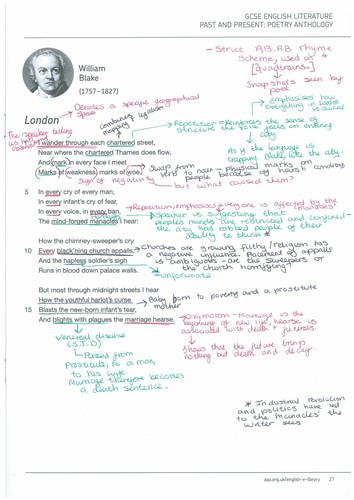 AQA Poetry Conflict- London by William Blake | Teaching Resources