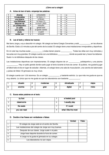 Spanish GCSE Mi colegio: Describing my school (scaffolded speaking ...