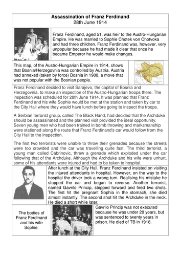 The Assassination of Archduke Franz Ferdinand | Teaching Resources