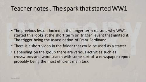 The Assassination of Archduke Franz Ferdinand | Teaching Resources