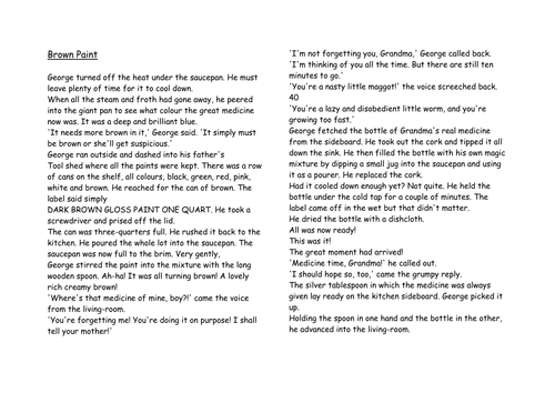 George's Marvellous Medicine Chapters 4,5 and 6 | Teaching Resources