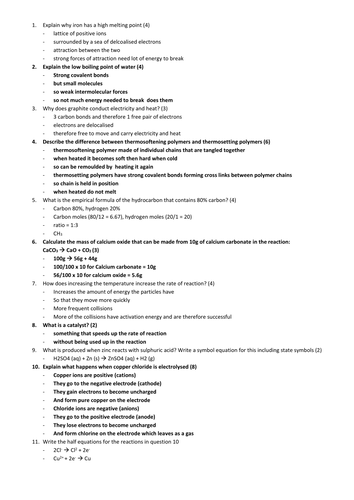 standard exam questions with mark scheme | Teaching Resources