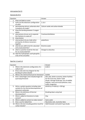c1 mini quiz questions | Teaching Resources