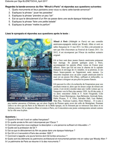 Midnight in Paris/ Minuit à Paris (cinematography) | Teaching Resources