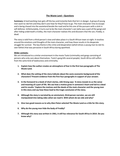 The Waste Land : Alan Paton : Writing from South Africa / other ...