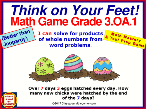3.OA.1 THINK ON YOUR FEET MATH! Interactive Test Prep Game—Products of ...