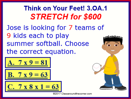 3.OA.1 THINK ON YOUR FEET MATH! Interactive Test Prep Game—Products of ...