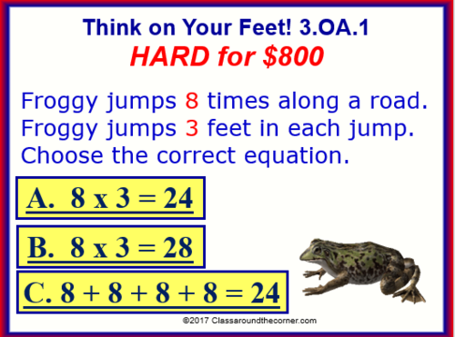 3.OA.1 THINK ON YOUR FEET MATH! Interactive Test Prep Game—Products of ...