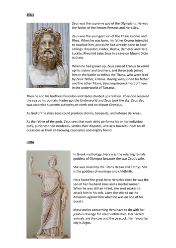 Greek Myths Descriptive writing SOW | Teaching Resources
