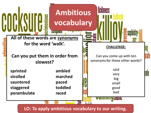AQA GCSE English Language Paper 1 Question 5 Ambitious Vocabulary ...