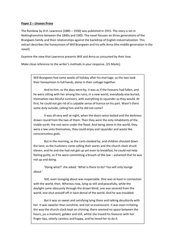 AQA English Literature Spec A AS Paper 2 Unseen Prose | Teaching Resources AQA English Literature Spec A AS Paper 2 Unseen Prose | Teaching Resources