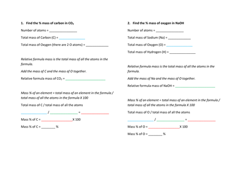 The Periodic Table, RAM, RFM and Percentage Mass bundle. | Teaching ...
