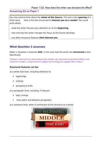 AQA GCSE English Paper 1 Section A revision | Teaching Resources