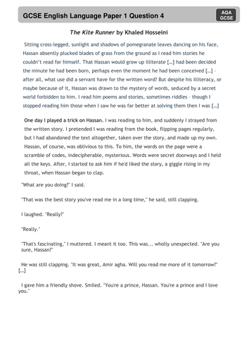 GCSE English AQA 9-1 Paper 1 Question 4 revision | Teaching Resources