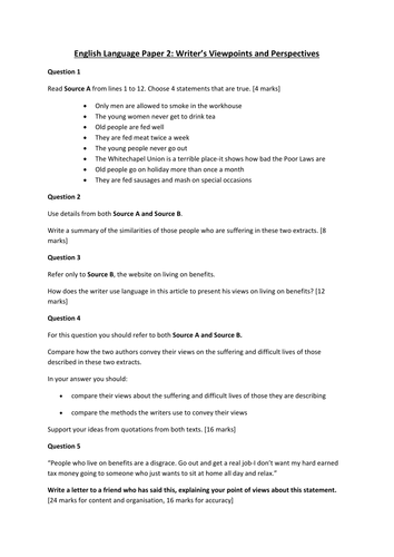 AQA English Language Paper 2 Practice | Teaching Resources AQA English Language Paper 2 Practice | Teaching Resources
