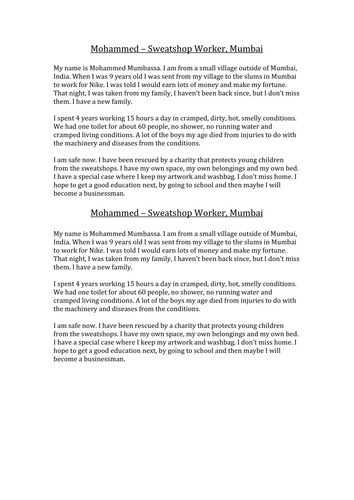 Sweatshop Activity with differentiated questioning | Teaching Resources