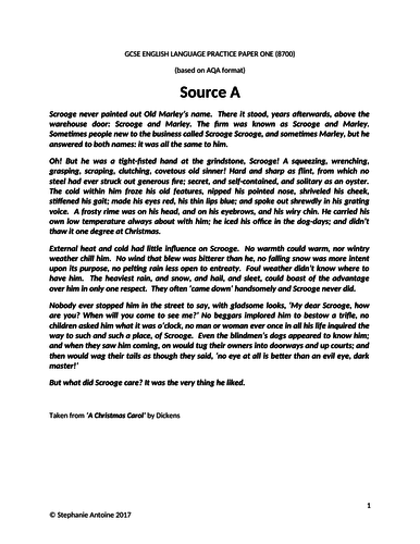 GCSE ENGLISH LANGUAGE PAPER ONE PRACTICE PAPERS BUNDLE WITH GUIDED ...