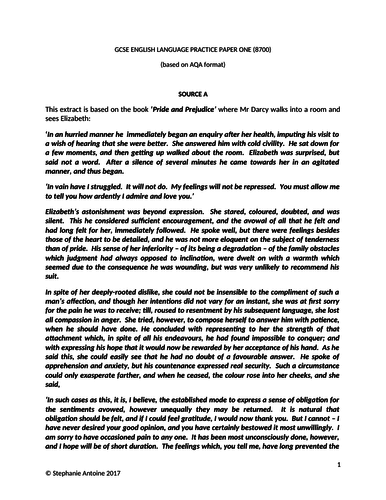 GCSE ENGLISH LANGUAGE PRACTICE PAPER ONE (3) | Teaching Resources