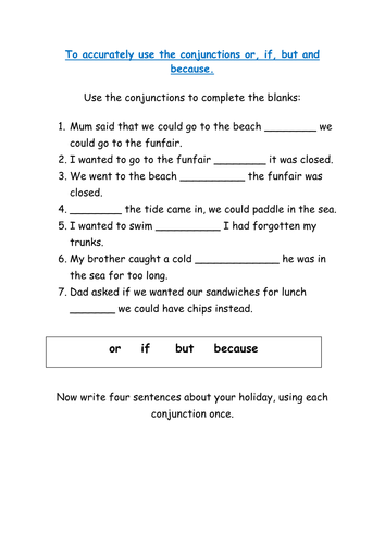 Conjunctions used in Year 3 and 4 | Teaching Resources