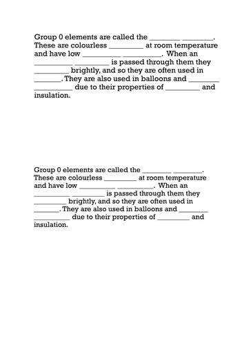 Noble gases/group 0 elements - complete lesson (KS3) | Teaching Resources