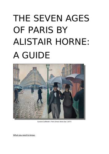 AQA English Language & Literature - Paris Anthology - The Seven Ages of Paris | Teaching Resources