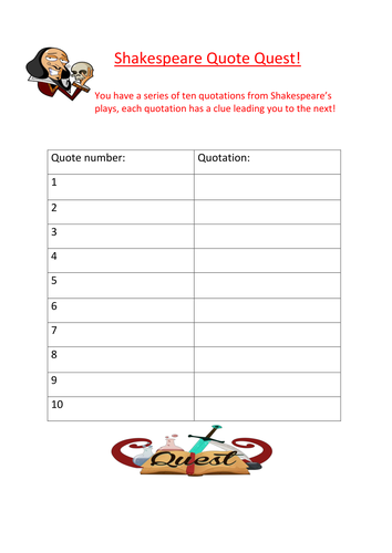 Shakespeare Quote Quest | Teaching Resources