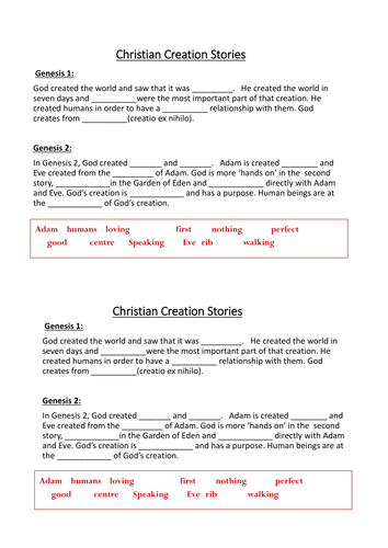 Christian Creation Story - Christian Beliefs - GCSE RS AQA A | Teaching ...