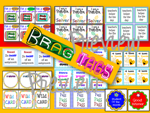 675 Classroom brag tags for students | Teaching Resources