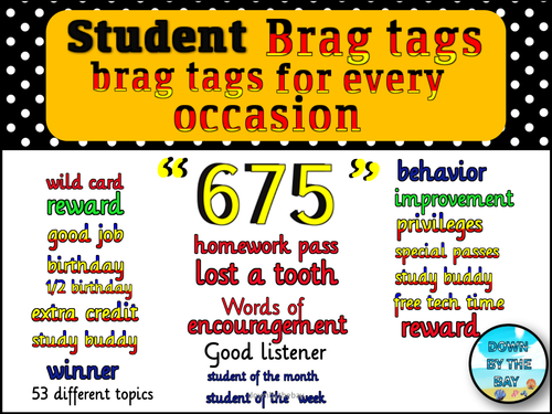 675 Classroom brag tags for students | Teaching Resources