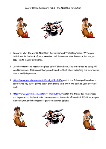 Year 7 Homework Task Sheet- Neolithic Revolution | Teaching Resources