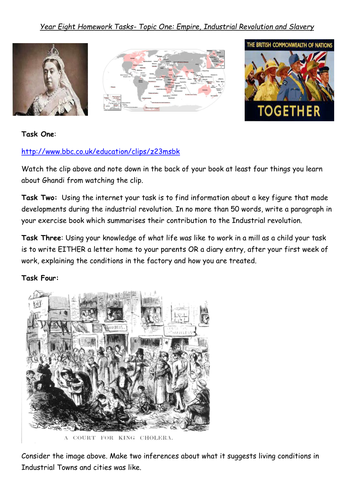 Industrial Revolution Homework Tasks | Teaching Resources